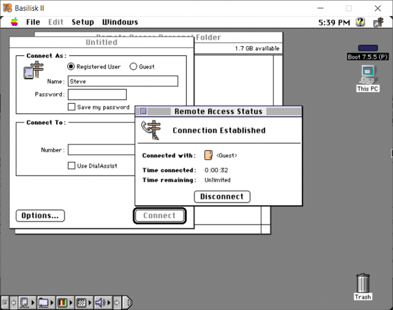 ARA 2.1 and Basilisk II: AppleShare file transfers from Windows 10 to a 68k Macintosh using ...
